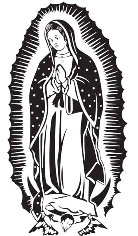 Black And White Virgin Of Guadalupe Black And White Drawing Of The