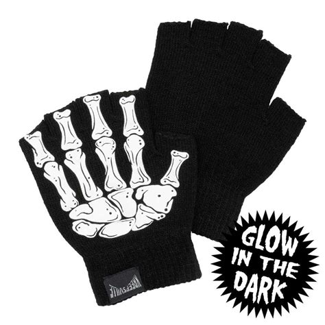 Skeleton Hand Fingerless Glow Knit Gloves
