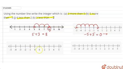using the number line write the integer which is a 3 more then 5 b