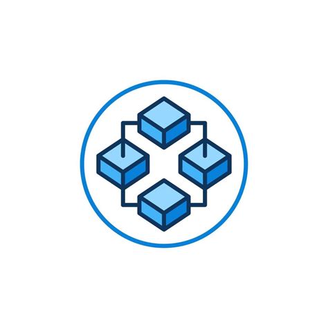 Circle With Blockchain Technology With 4 Blocks Vector Blue Icon