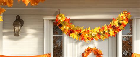 Shareconn 6ft Fall Garland With Lights For Mantle Autumn