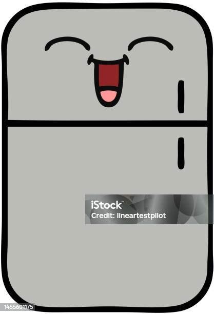 Cute Cartoon Of A Fridge Freezer向量圖形及更多冷凍庫圖片 冷凍庫 剪貼畫 卡通 Istock