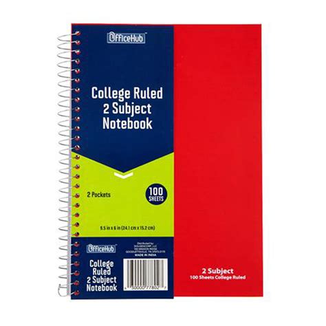 Buy Office Hub College Ruled 2 Subject Notebook 95 In X 6 In
