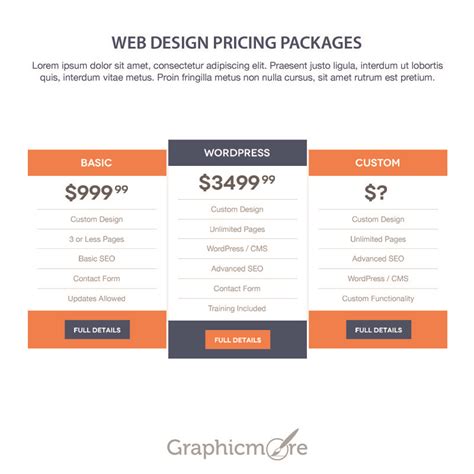 Web Design Pricing Packages Design Free Psd File Download
