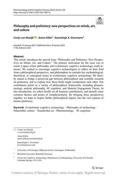 Pdf Philosophy And Prehistory New Perspectives On Minds Art And