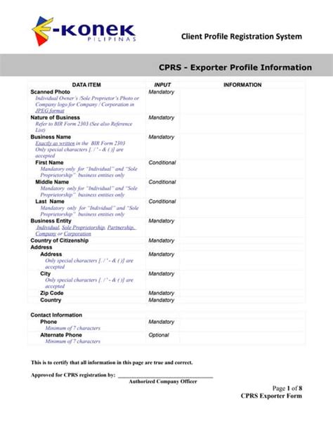 Cprs For Exports Doc