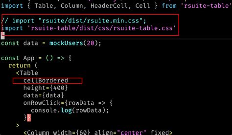 单独使用表格组件样式部分不生效如边框属性用rsuite dist rsuite min css就生效 Issue rsuite rsuite table GitHub