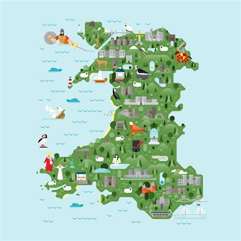 Map Of Wales Illustrated Map Art