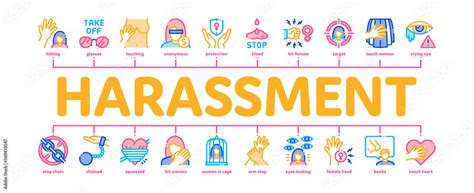 Sexual Harassment Minimal Infographic Web Banner Vector Victim And