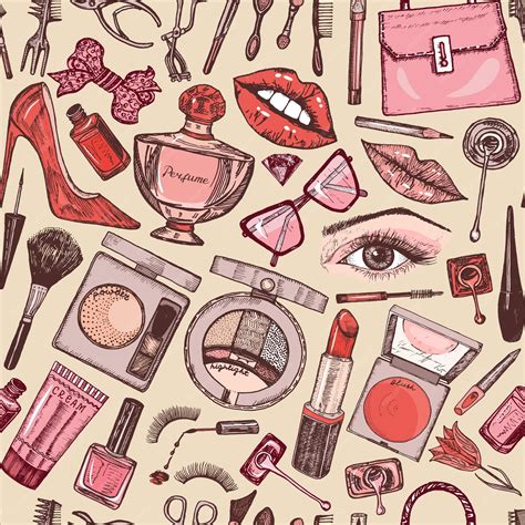 Premium Vector Cosmetics For Makeup Seamless Pattern For Background