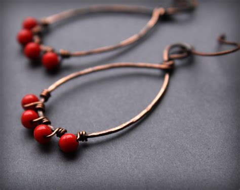 Медные серьги Купить подарок из меди на годовщину свадьбы Украшения из ...