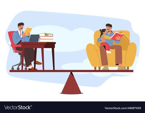 Balance Scale With Working Man Character On One Vector Image