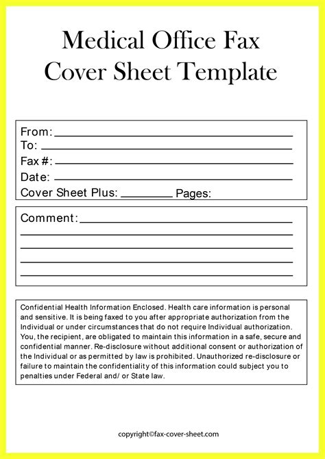 Medical Office Fax Cover Sheet Template In Pdf Format