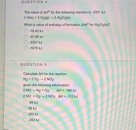 solved question 4 the value of ahº for the following