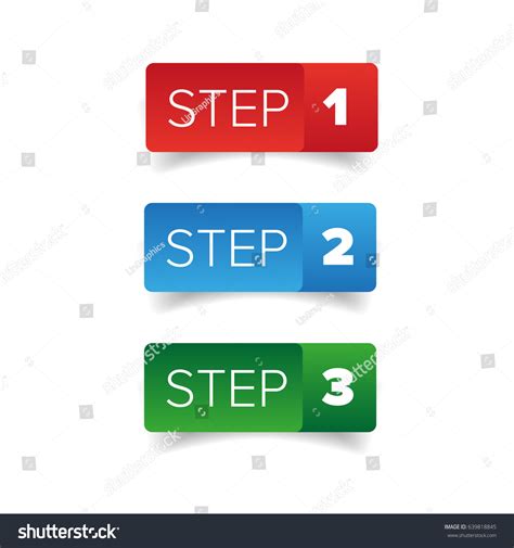 Step One Two Three Button Stock Vector Royalty Free 639818845 Shutterstock