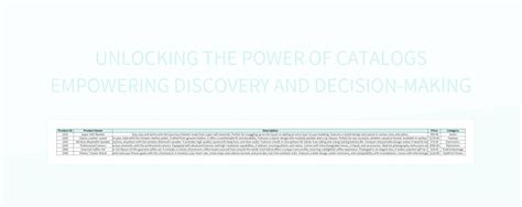 Unlocking The Power Of Catalogs Empowering Discovery And Decision Making Excel Template And