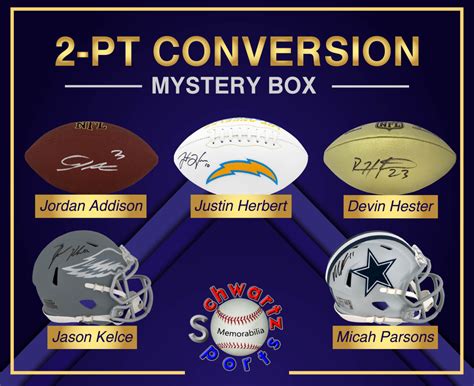 Football 2 Pt Conversion Full Size Football And Mini Helmet Signed Mystery Box Series 18