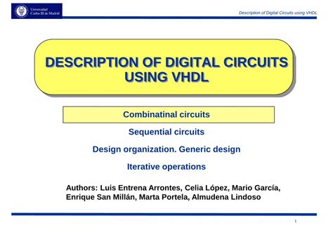 Pdf Description Of Digital Circuits Using Vhdl Dokumentips