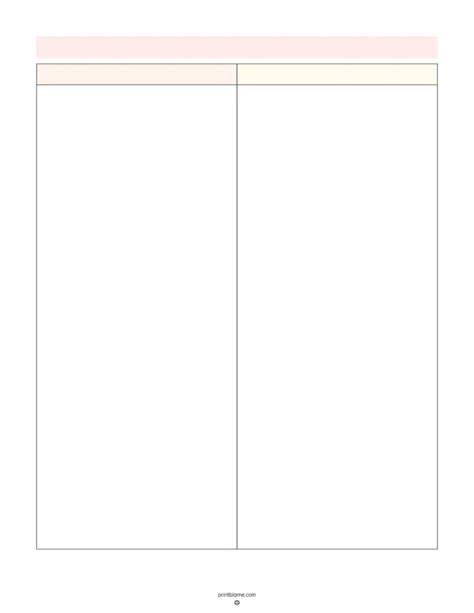 Table Chart Template 2 Column