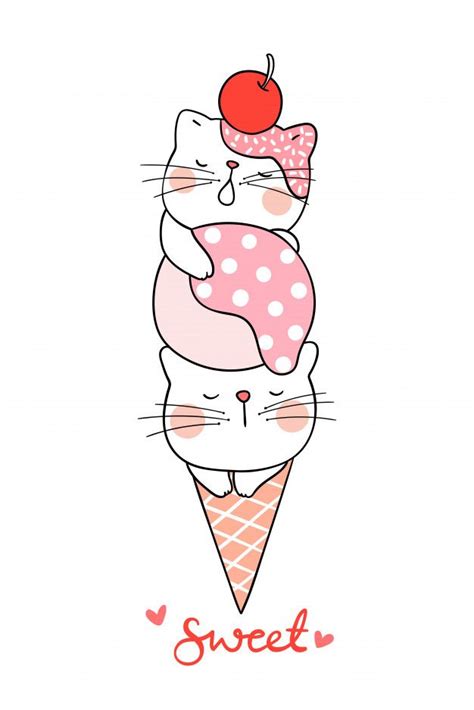 How To Draw A Kawaii Cat Ice Cream