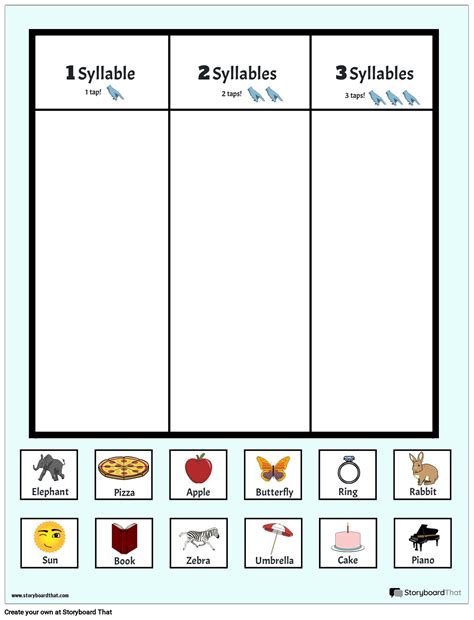 Syllable Sorting Storyboard By Lauren