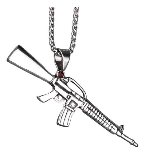 Collar Dije Arma Ametralladora Fusil D Asalto M16 Ak47 Acero Envío Gratis