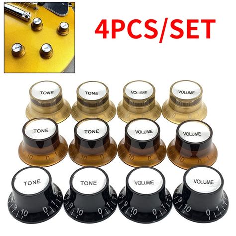 4pcs Guitar Top Hat Speed Control Knobs 2 Volumes 2 Tones Silver Bell For Gibson Epiphone Les