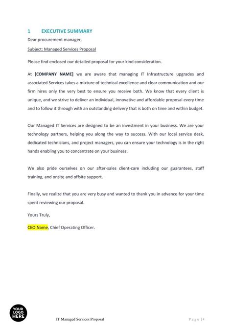 Managed Services Proposal Template With Comprehensive Work Plan Chapter