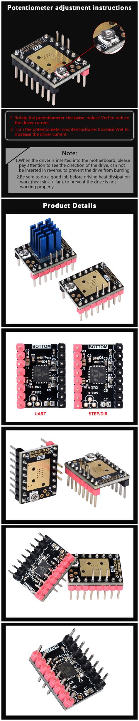 Bigtreetech Tmc2208 V3 0 Uart Mode Stepper Motor Stepstick Driver For