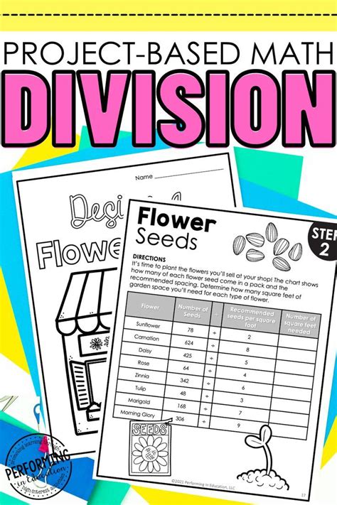 Math Project Based Learning Long Division One Digit Divisors 4th