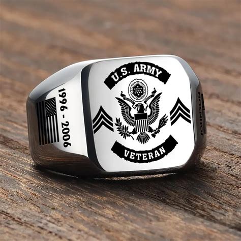 Us Army Engraved Mens Ring Proud Us Veteran