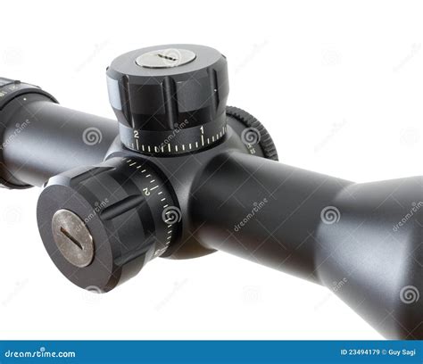 Adjustment Knobs On A Riflescope Stock Image Image Of Black Scope 23494179