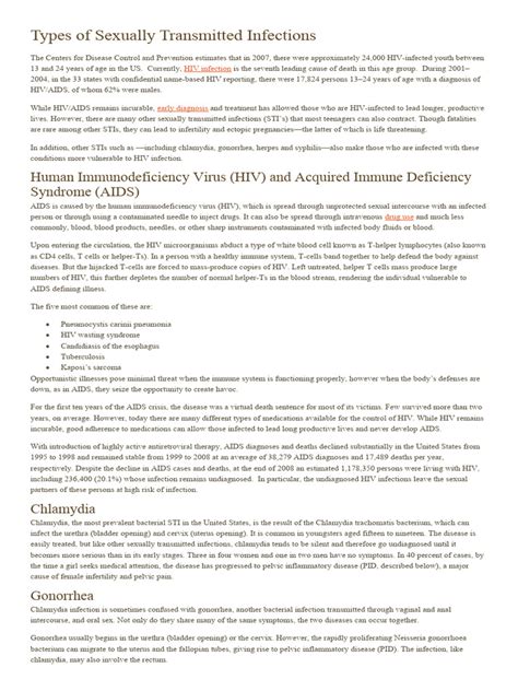 Types Of Sexually Transmitted Infections Pdf Hivaids Sexually