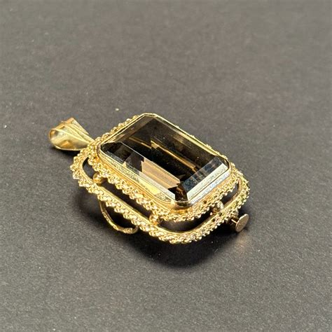 Lot 024 14k Yg Citrine Pinpendant 1 14″ X 1″ 82 Dwt 128 G