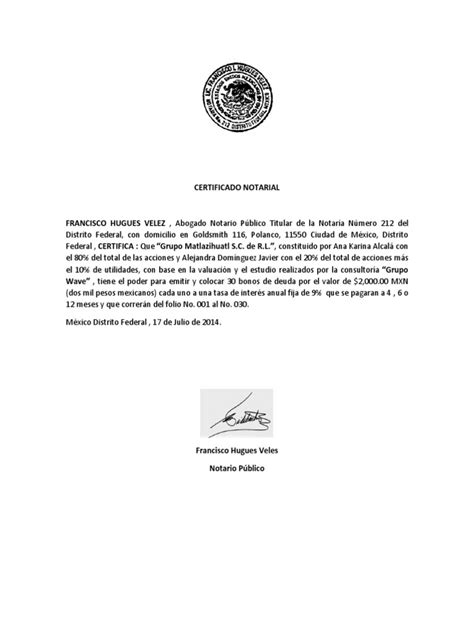 Certificado Notarial Pdf