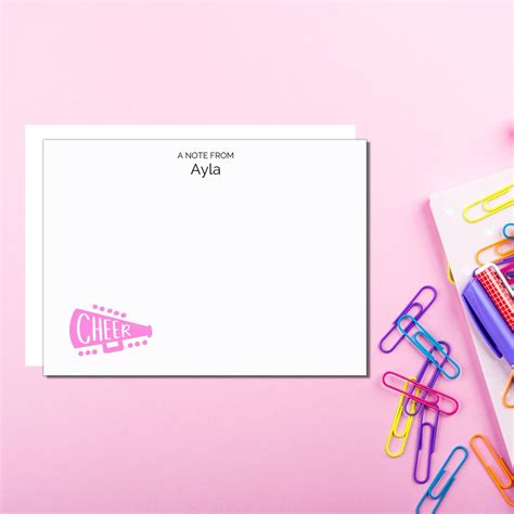 Cheer Note Card Cheerleader Stationery Personalized Cheer Stationary
