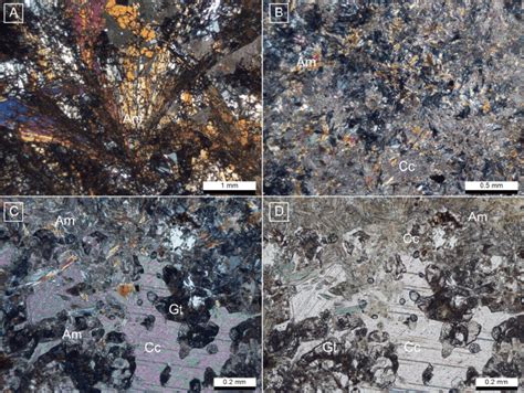 Microphotographs Of Amphibole Skarn A B And C Are Under Crossed