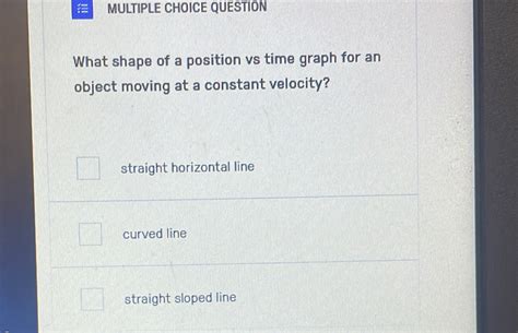 solved multiple choice question what shape of a position vs time graph