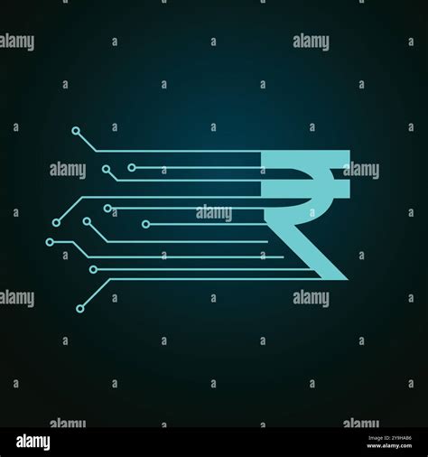 Digital Money Inr Indian Rupee Futuristic Circuit Technology Background Vector Stock Vector
