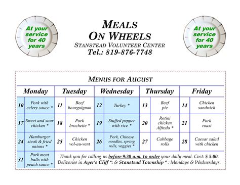 Meals On Wheels March Menu At Charles Blackshear Blog