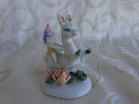 Vintage Pixie And Deer Figurine 3 12 Tall Porcelain Pixie Riding Deer