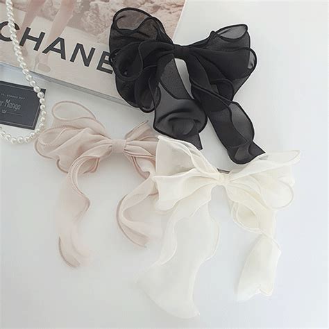 여리여리 쉬폰 꼬리 리본핀 원피스코디 로맨틱 롱테일 왕리본핀 여신헤어 데이트룩 디어망고 에이블리