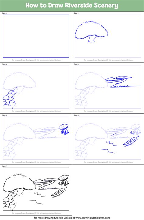 How To Draw Riverside Scenery Rivers Step By Step DrawingTutorials