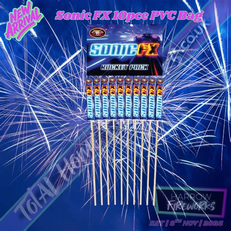 Sonic Fx 10pce Pvc Bag Rockets Buy 1 Get 1 Free Diwali Fireworks Bonfire Night New Year