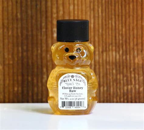 Mini Honey Bear Raw Clover Honey 2oz Blue Sage Honey Company