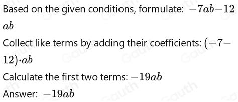 Solved O3 Subtract The Second Expression I 7ab 12ab Math