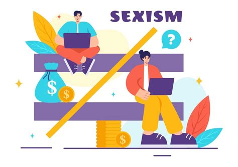 Sexism Illustration Showing Gender Inequality Between Men And Women In