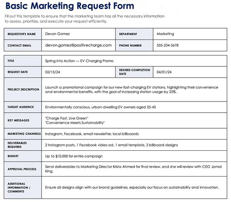 Free Marketing Request Forms Templates And Examples