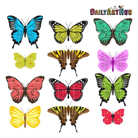 Butterflies Clip Art Set Daily Art Hub Graphics Alphabets And Svg