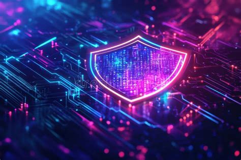 Conceptual Security Themed Background Featuring A Glowing Shield Symbol
